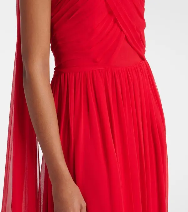 Costarellos Seva Gathe Silk Georgette Gown