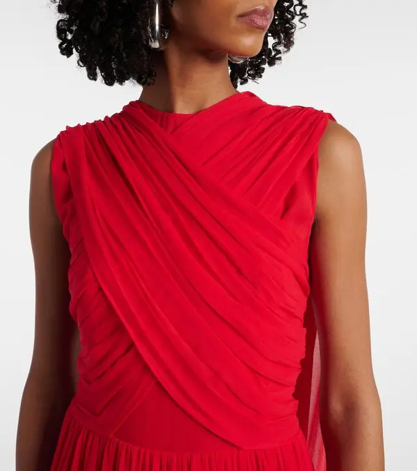 Costarellos Seva Gathe Silk Georgette Gown