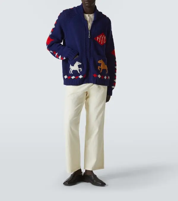 BODE Diamond Corral Wool Zip-up Cardigan