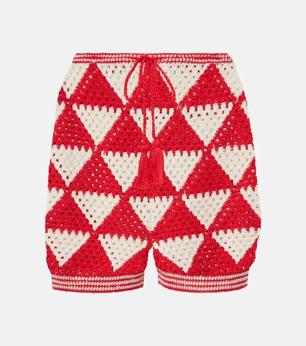 Anna Kosturova Malia Crochet High-rise Cotton Shorts - Multicoloured