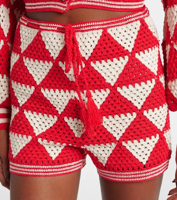 Anna Kosturova Malia Crochet High-rise Cotton Shorts - Multicoloured
