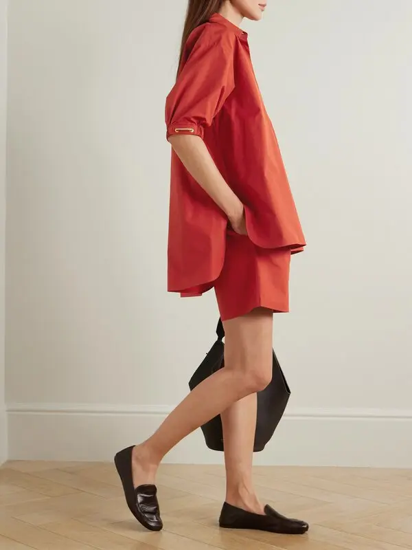 Max Mara Haway Cotton-poplin Shorts - Red