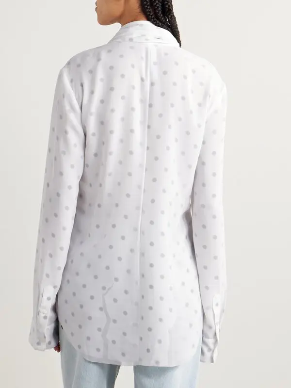 Acne Studios Polka-dot Layered Tie-neck Georgette Blouse