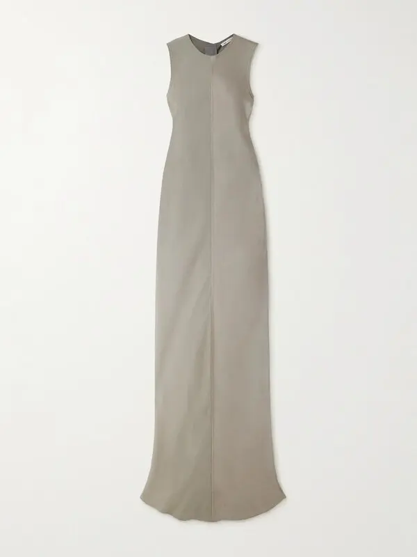 AMI Paris Satin-crepe Maxi Dress - Gray
