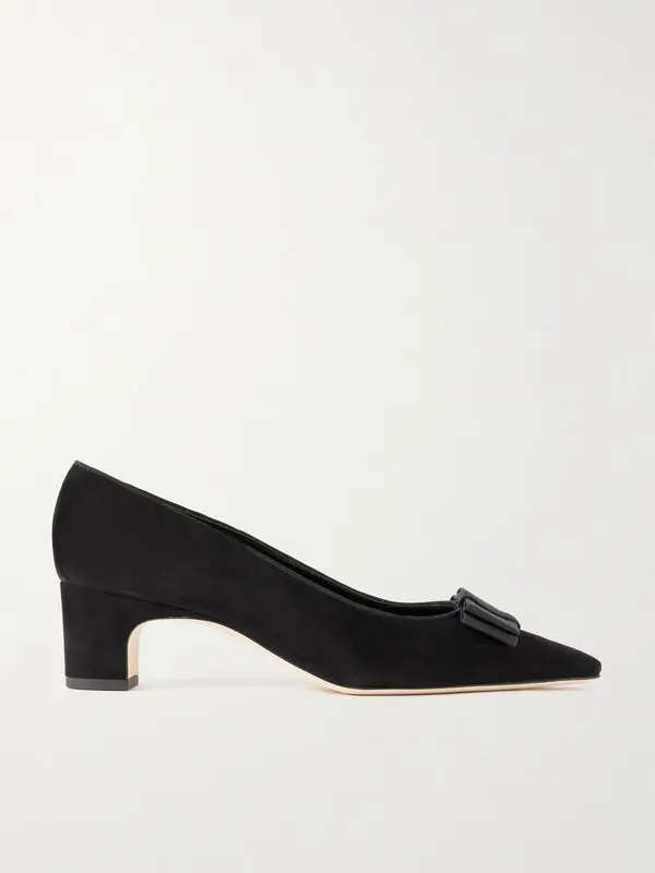 Manolo Blahnik Suede Bow Detail Pumps - Black