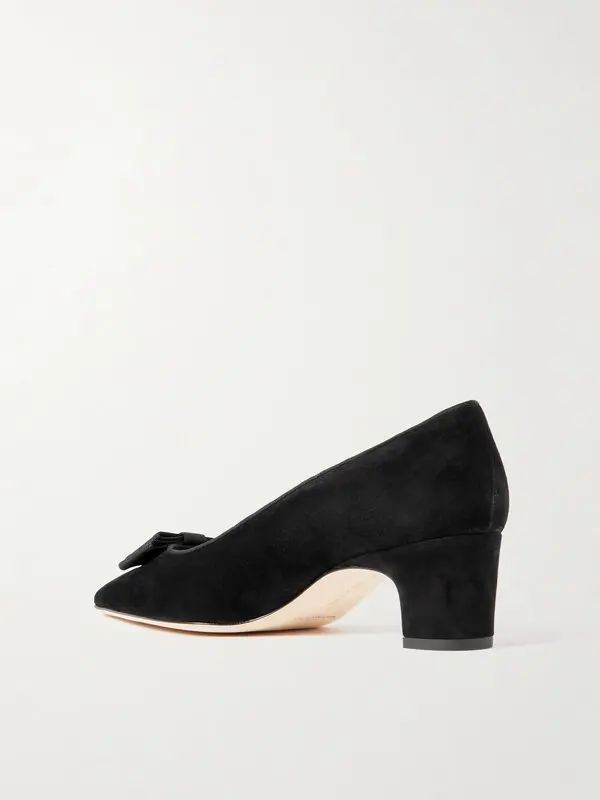 Manolo Blahnik Suede Bow Detail Pumps - Black