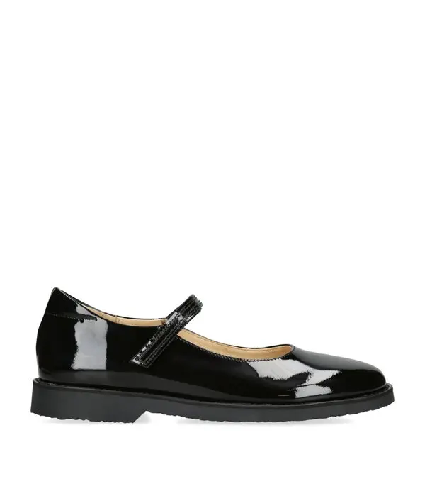 PAPOUELLI Emilia Patent Leather Mary Janes - Black