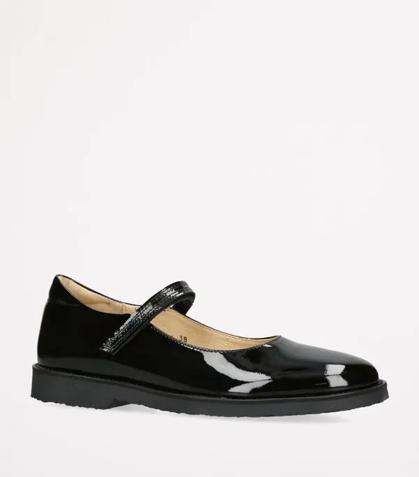PAPOUELLI Emilia Patent Leather Mary Janes - Black