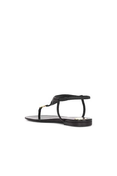 Saint Laurent Cassandra Flat Sandal With Gold-tone Hardware - Nero