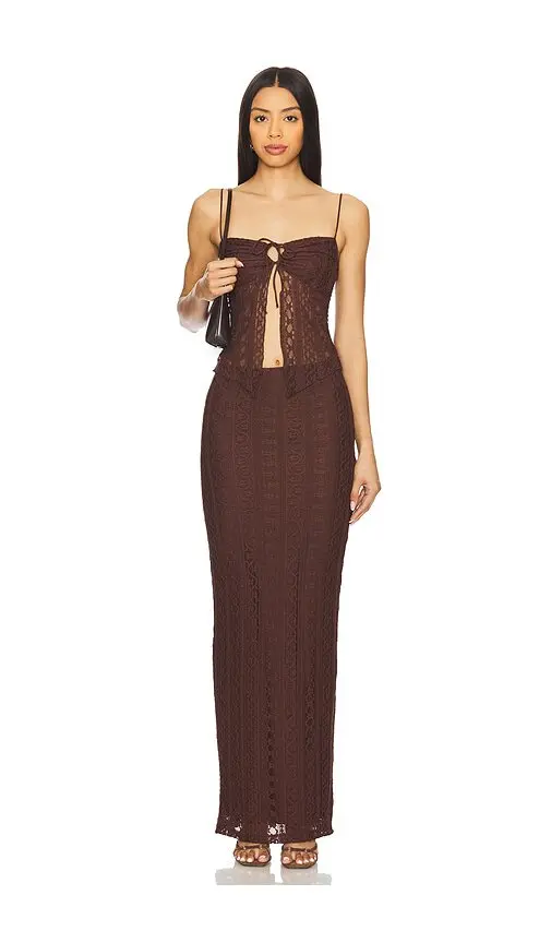 MORE TO COME Lali Maxi Skirt Set - Brown