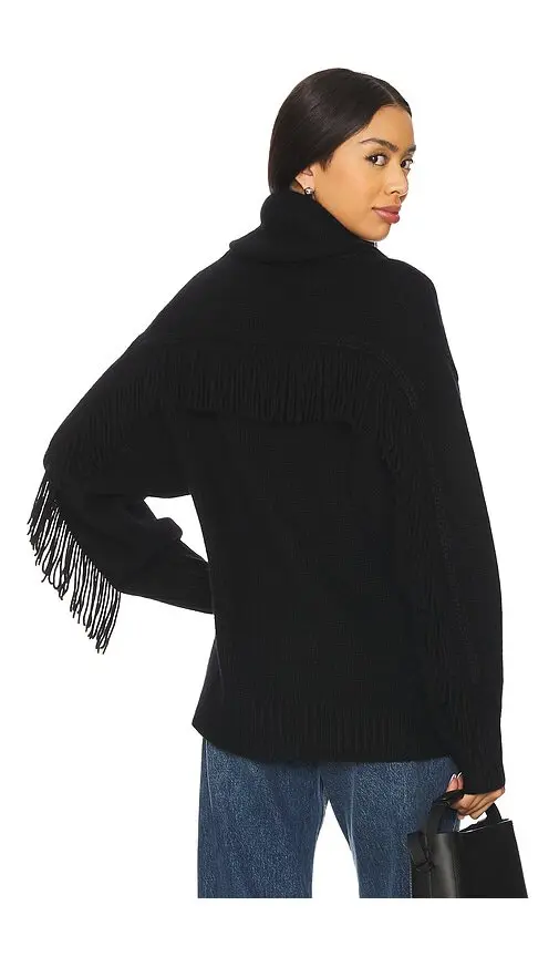 WHITE & WARREN Luxe Fringe Coatigan - Black