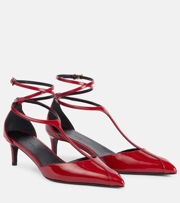 Khaite Mia 45 Patent Leather Pumps - Red