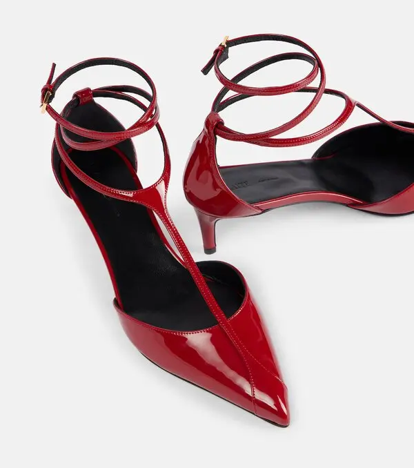 Khaite Mia 45 Patent Leather Pumps - Red