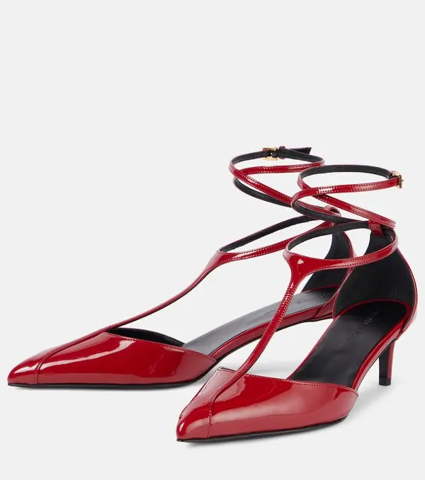 Khaite Mia 45 Patent Leather Pumps - Red