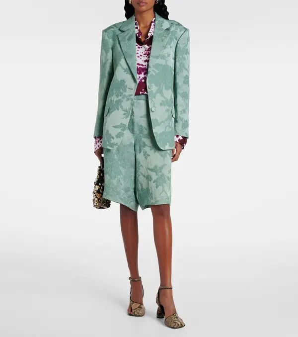 Dries Van Noten Linen-blend Jacquard Blazer