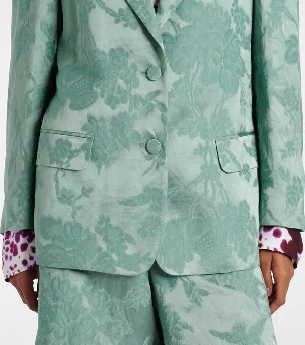 Dries Van Noten Linen-blend Jacquard Blazer