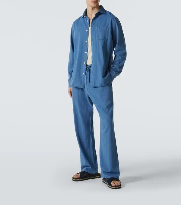 Frescobol Carioca Emilio Herringbone Denim Shirt