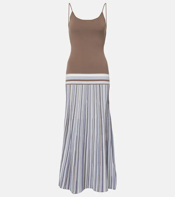 Faithfull The Brand Citara Striped Cotton-blend Maxi Dress - Blue
