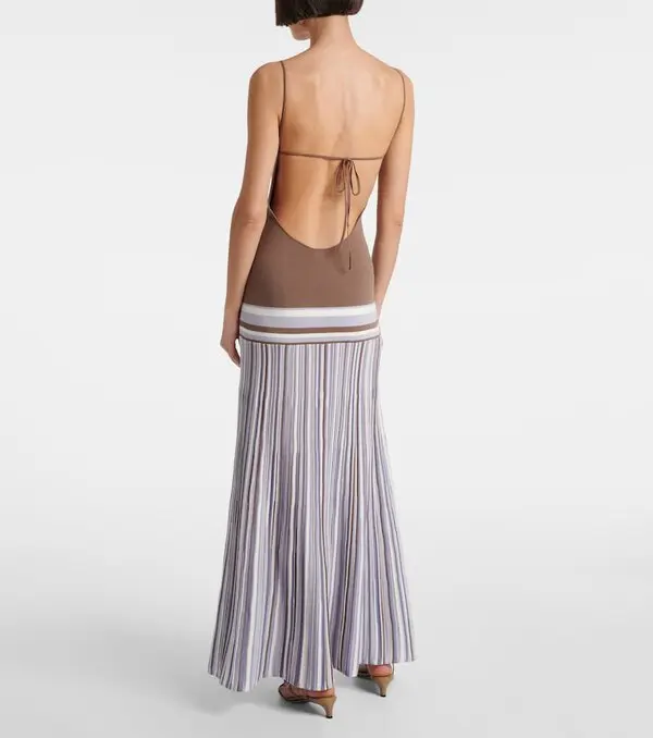 Faithfull The Brand Citara Striped Cotton-blend Maxi Dress - Blue