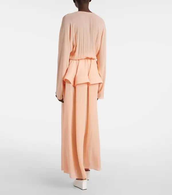 Alaïa Peplum Georgette Maxi Dress