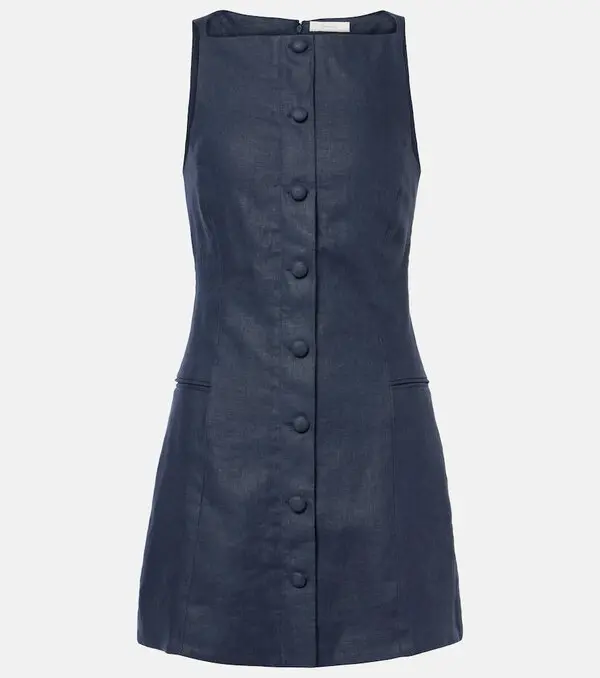 Faithfull The Brand Ambra Linen Mini Dress - Blue