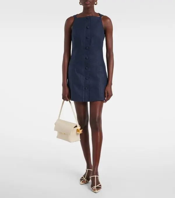 Faithfull The Brand Ambra Linen Mini Dress - Blue