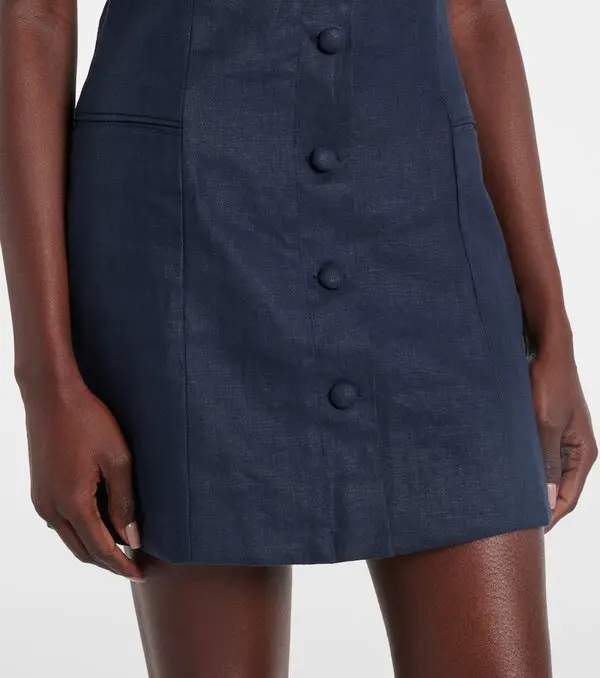 Faithfull The Brand Ambra Linen Mini Dress - Blue