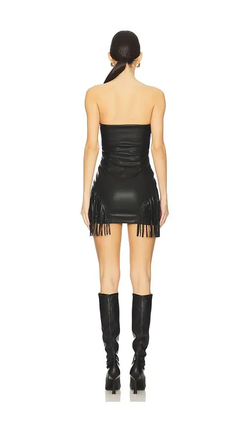 Superdown Riley Faux Leather Fringe Mini Dress