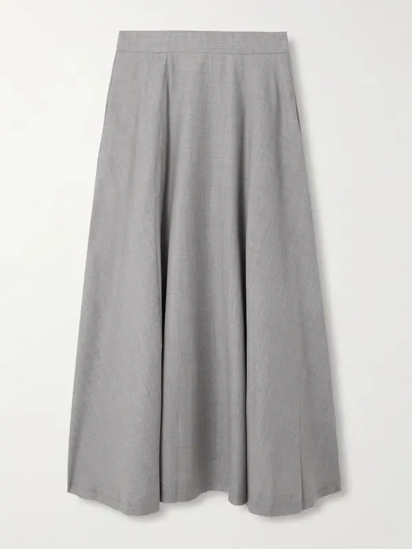 Sasuphi Lauren Frayed Wool Maxi Skirt - Gray