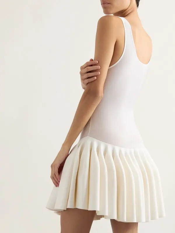 Alaïa Pleated Jersey And Stretch-knit Mini Dress - Ivory