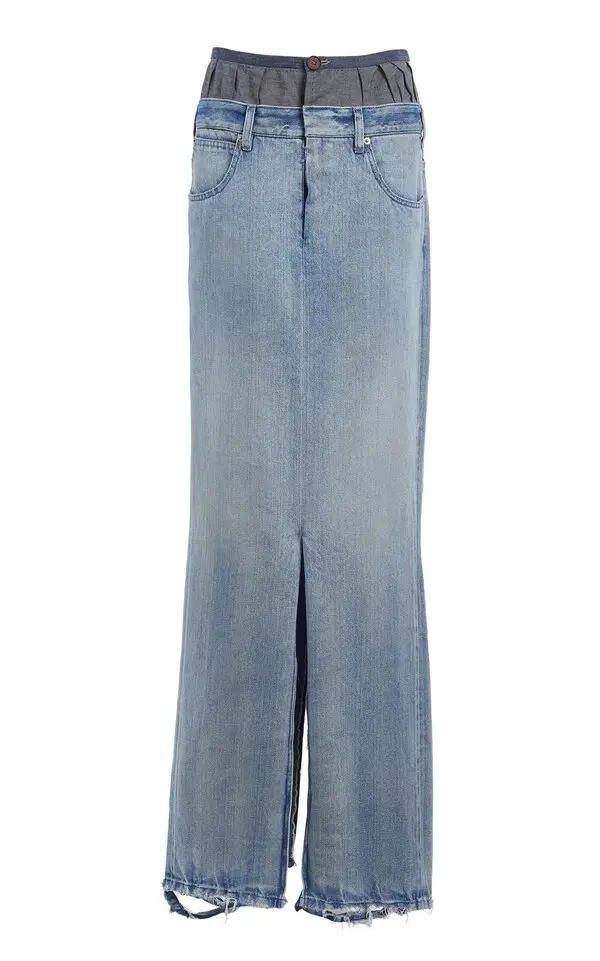 MAISON MARGIELA Cotton Maxi Skirt - Blue