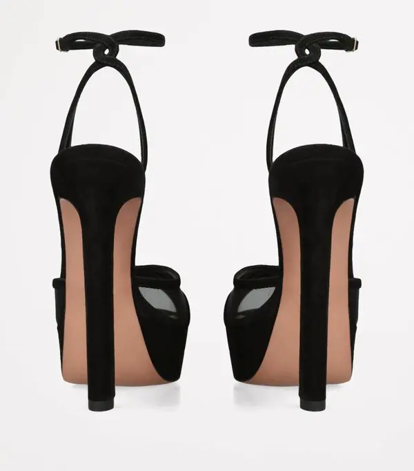 AQUAZZURA Suede Shear Plateau Platform Sandals 130