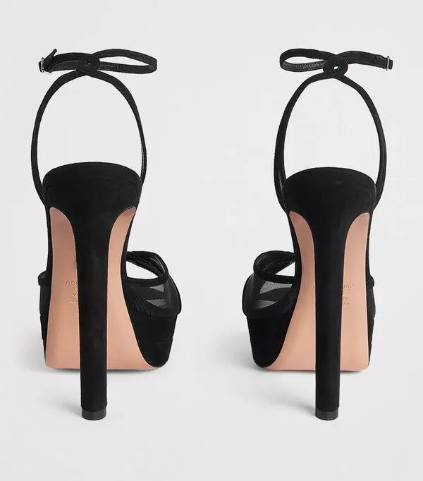 AQUAZZURA Suede Shear Plateau Platform Sandals 130