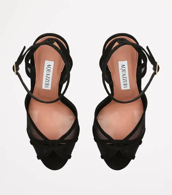 AQUAZZURA Suede Shear Plateau Platform Sandals 130