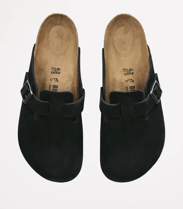 BIRKENSTOCK Suede Boston Clogs - Black