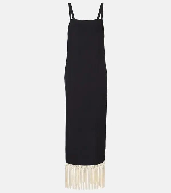 TALLER MARMO Palermo Maxi Dress With Fringe Detail - Black