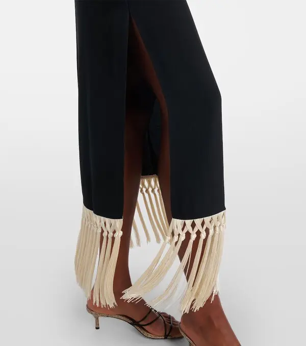 TALLER MARMO Palermo Maxi Dress With Fringe Detail - Black