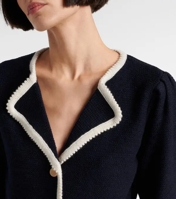 FRAME Corded Cardigan Knitted Wool And Cotton Top