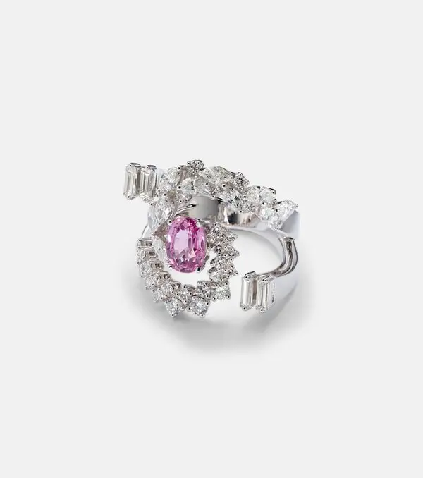Yeprem 18kt White Gold Diamond And Sapphire Ring - Silver