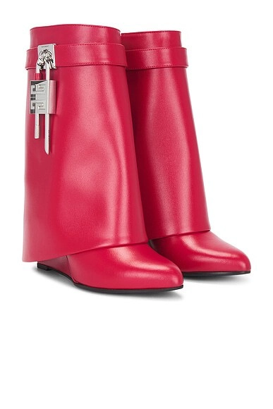 Givenchy Shark Lock Wedge Ankle Boots - Red