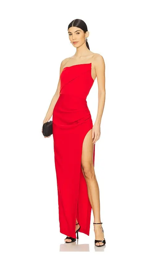Nbd Ilda Maxi Dress With Ruffled Crepe Fabric - Red