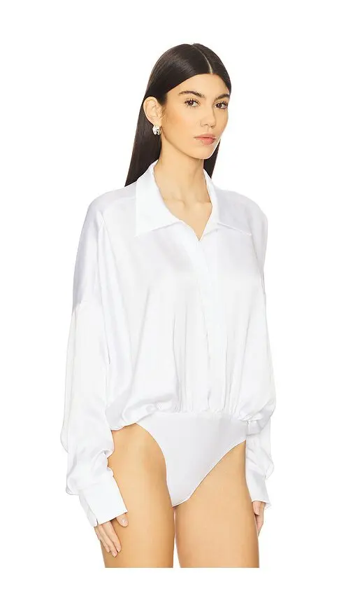 Norma Kamali Super Oversized Boyfriend Nk Shirt Bodysuit