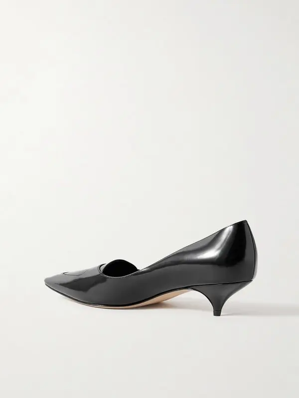 THE ROW Viv Kitten Glossed-leather Pumps - Black