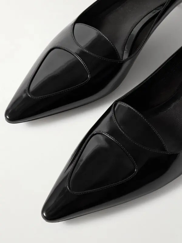 THE ROW Viv Kitten Glossed-leather Pumps - Black