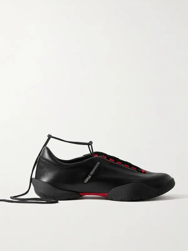 ADIDAS ORIGINALS Y-3 Regu Leather Sneakers - Black
