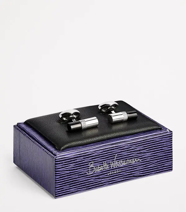 BABETTE WASSERMAN LONDON Rhodium-plated Stone Bar Cufflinks