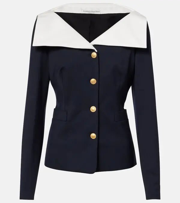 Alessandra Rich Wool-blend Blazer - Blue