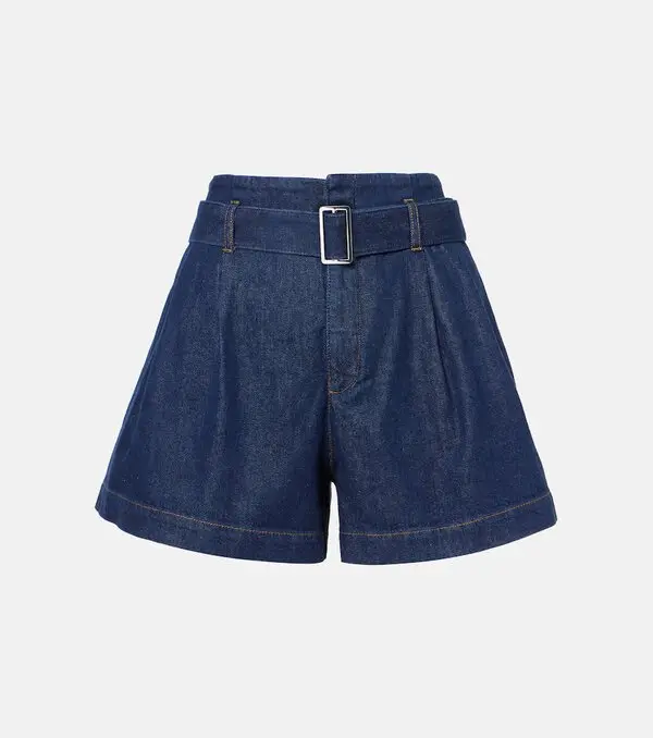 FRAME Paper Bag Belted Denim Shorts - Blue