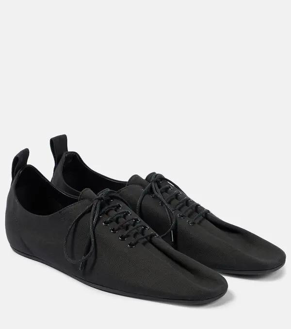 TOTEME Canvas Lace-up Square Toe Sneakers - Black