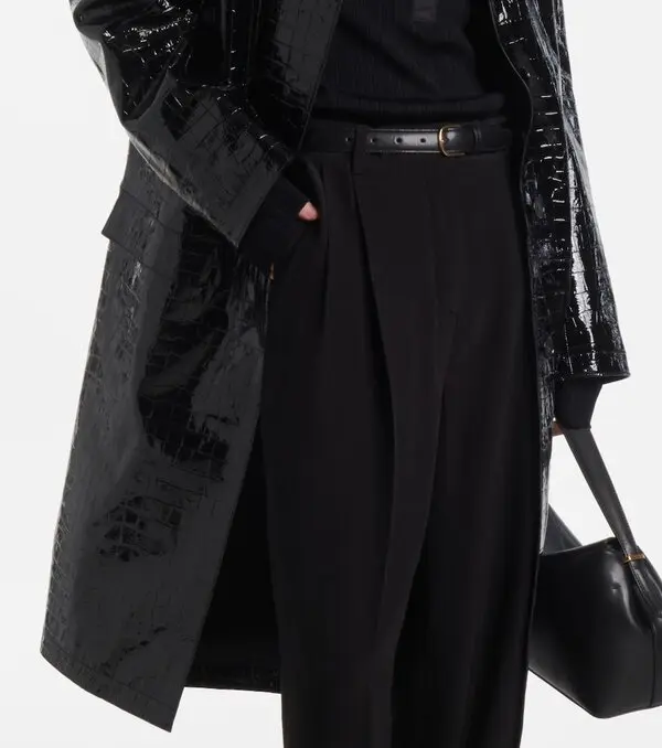 TOTEME Croc-effect Embossed Leather Coat